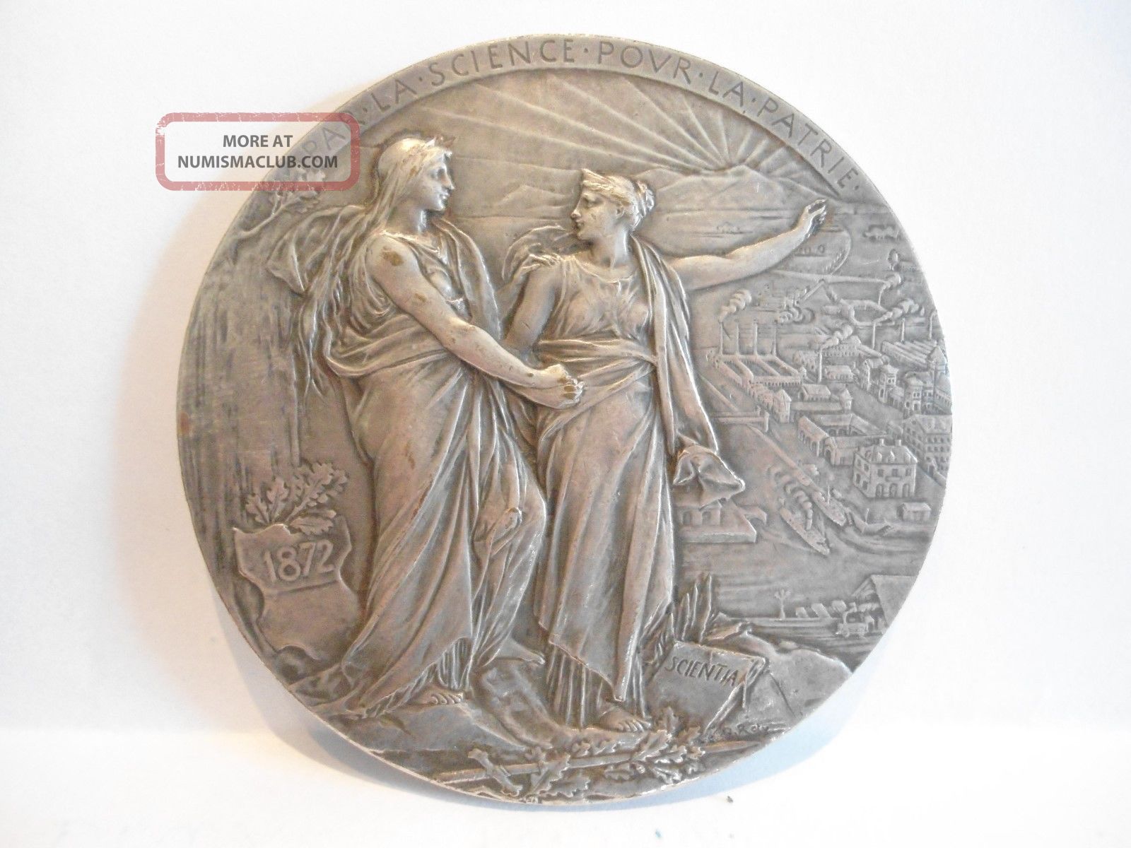 Splendid Silvered Art Nouveau Bronze Medal By Oscar Roty - Science France