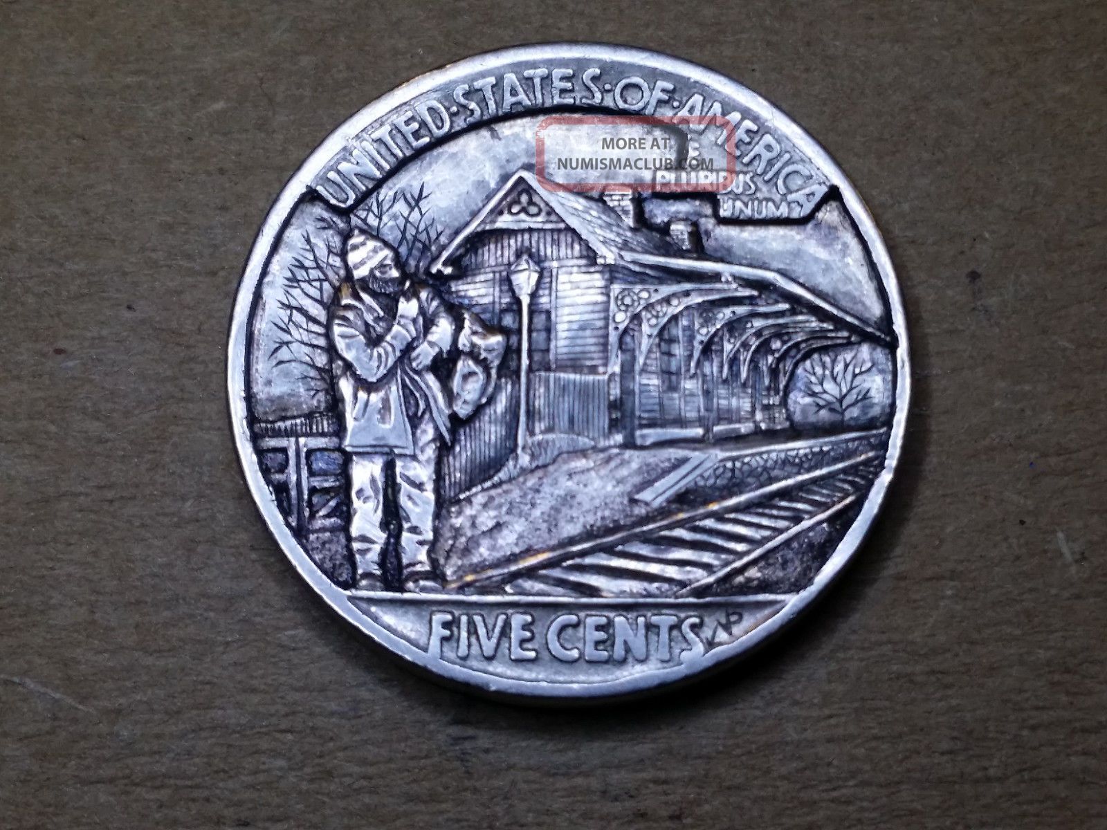 Hobo Nickel " Ready For Work " Carved By Narimantas Palsis