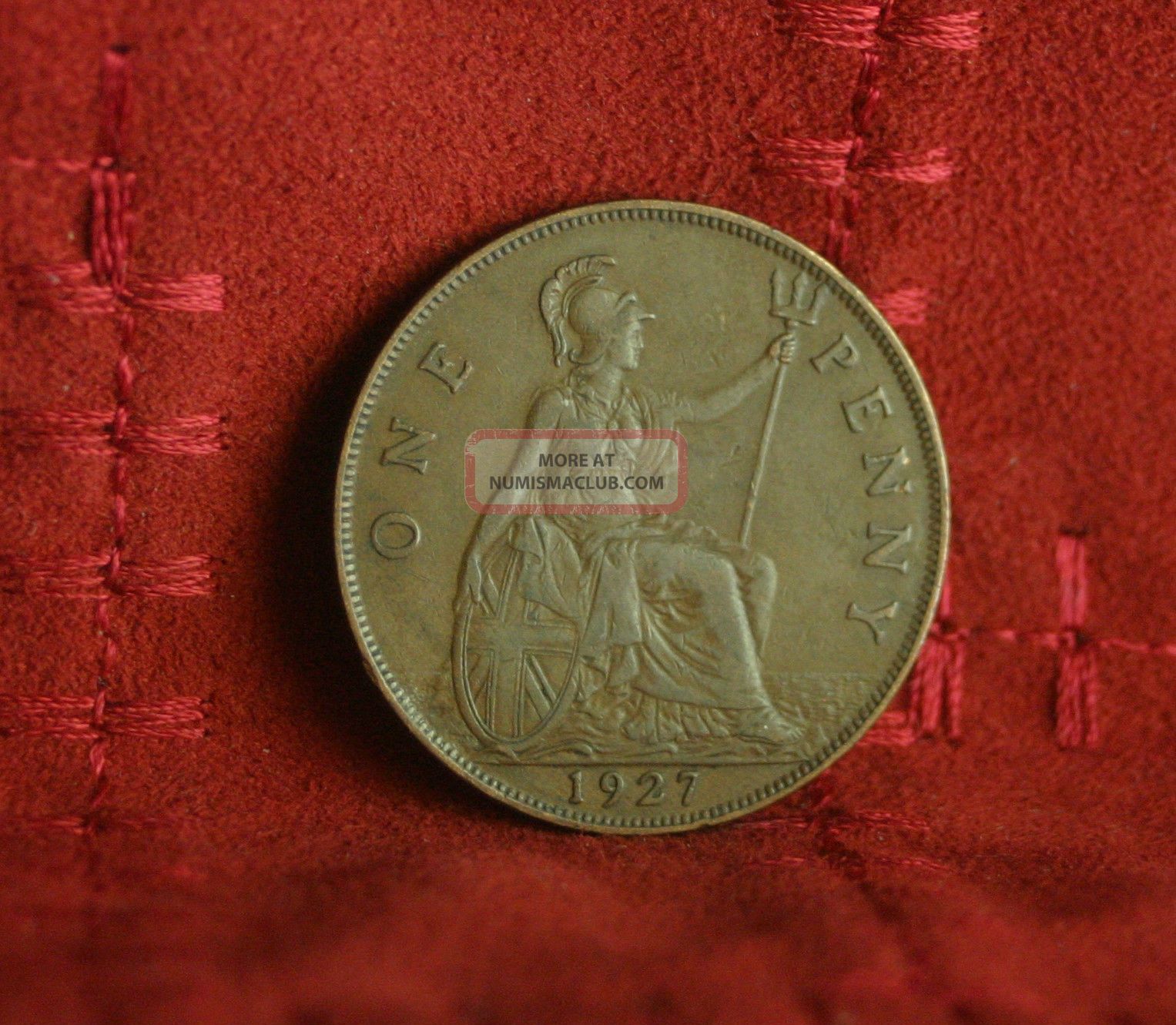 1927 Great Britain Penny Bronze World Coin Britania Uk British Large Cent