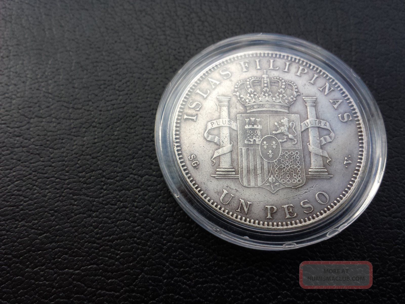 1897sgv 1 Peso Colonial Spain - Philippines, Silver Crown, 1 Yr. Type.