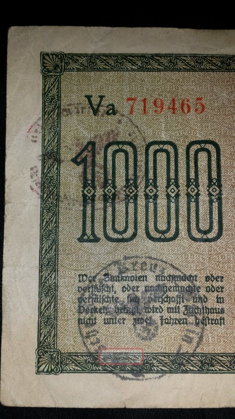 Nazi German Cancelled Paper Money 1922 Ww2 2 Ww Ii Wwii