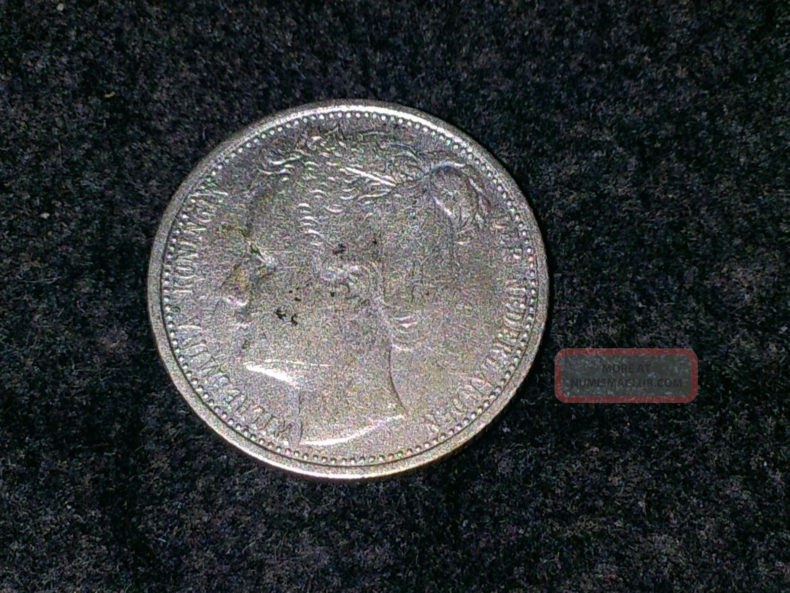 1903 Netherlands 10 Cents Silver Coin
