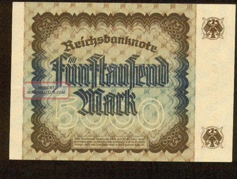 1922 Germany Weimar Hyperinflation Note 5000 Marks Pick 81a Crisp ...