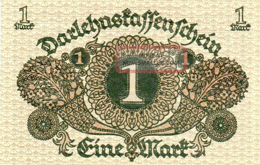 Xxx - Rare German 1 Mark Banknote Darlehnskassenschein From 1920 Unc