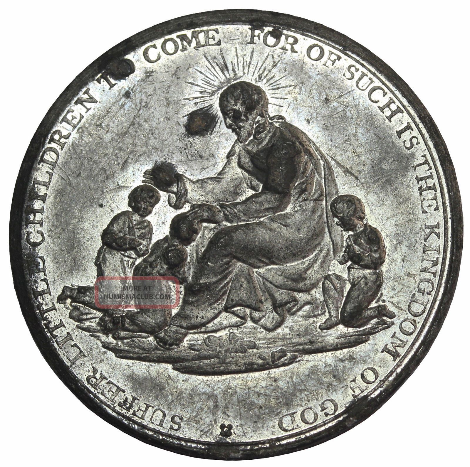 1805 Europe Jesus With Children Ecclesiastes Bible Medal White Metal ...