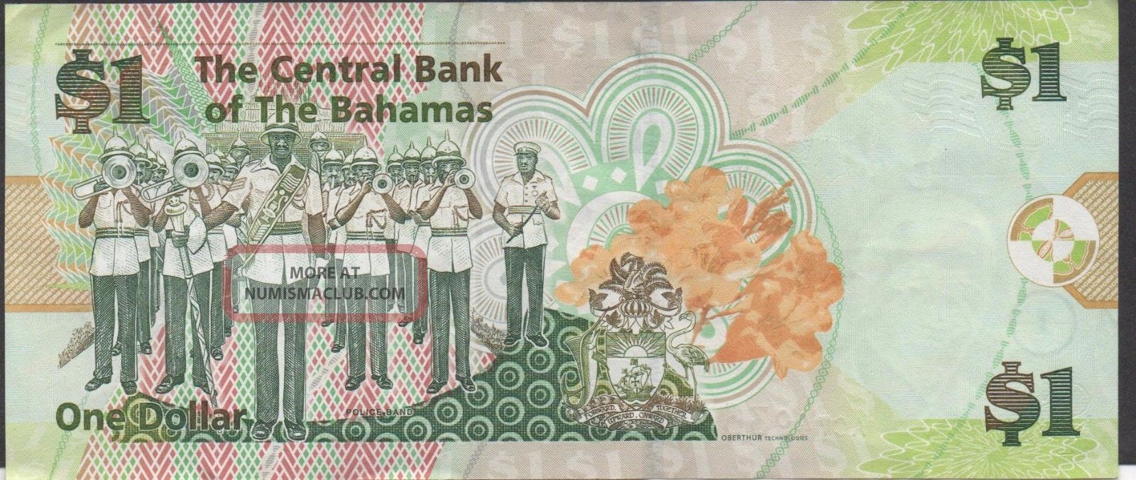 Bahamas $1 Series 2008 Prefix Ac Circulated Banknote