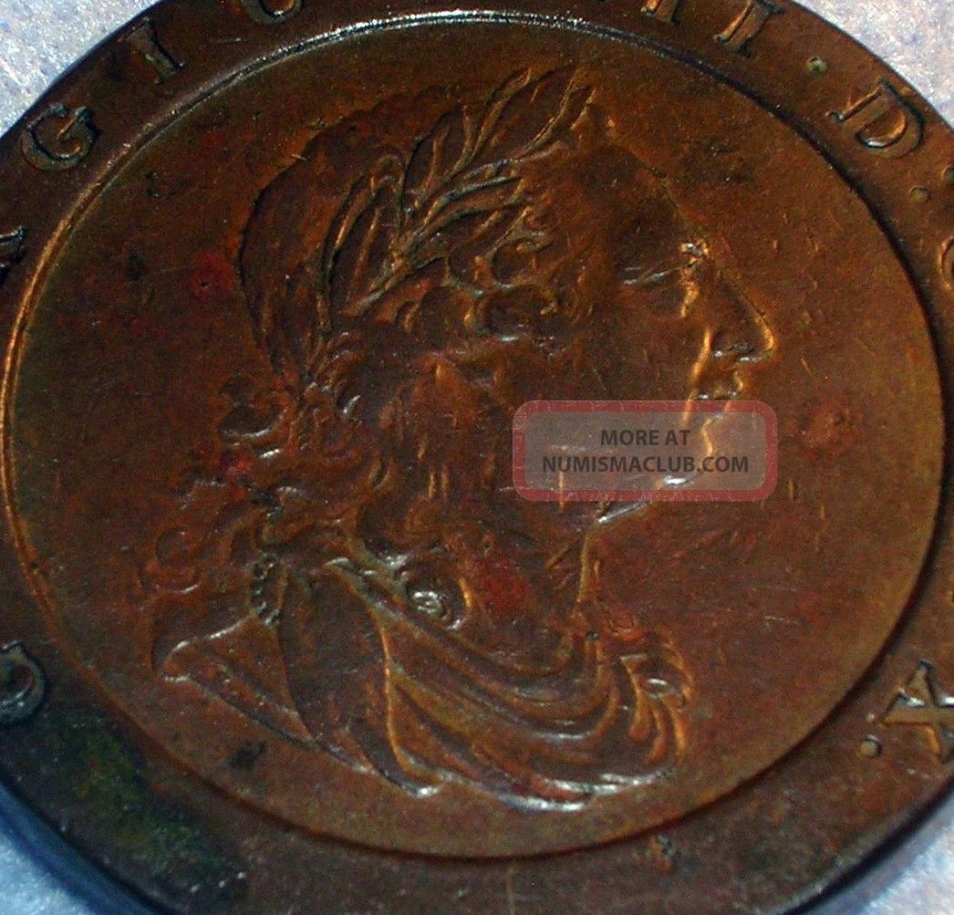 1797 King George Two Pence Cent Cartwheel Heavy Colonial Era Old Coin ...