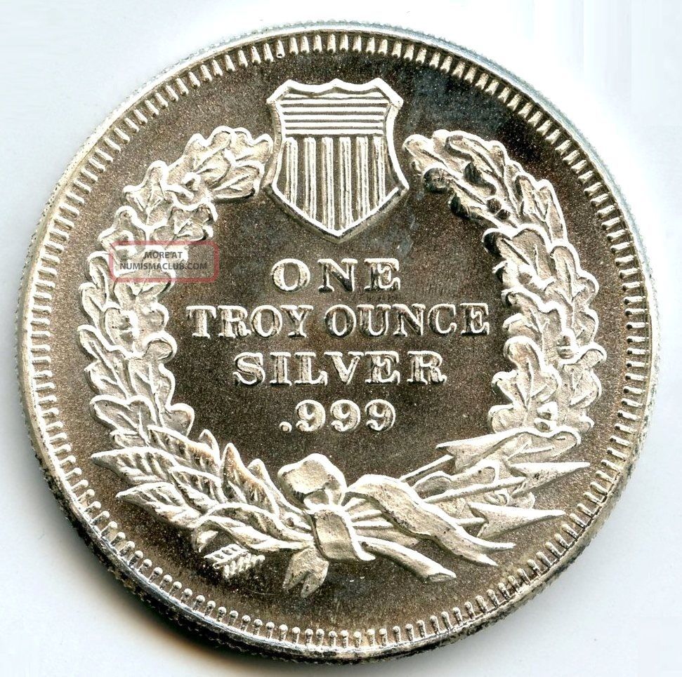 Indian Head Native American. 999 Silver Art Medal Round - 1 Oz Troy ...
