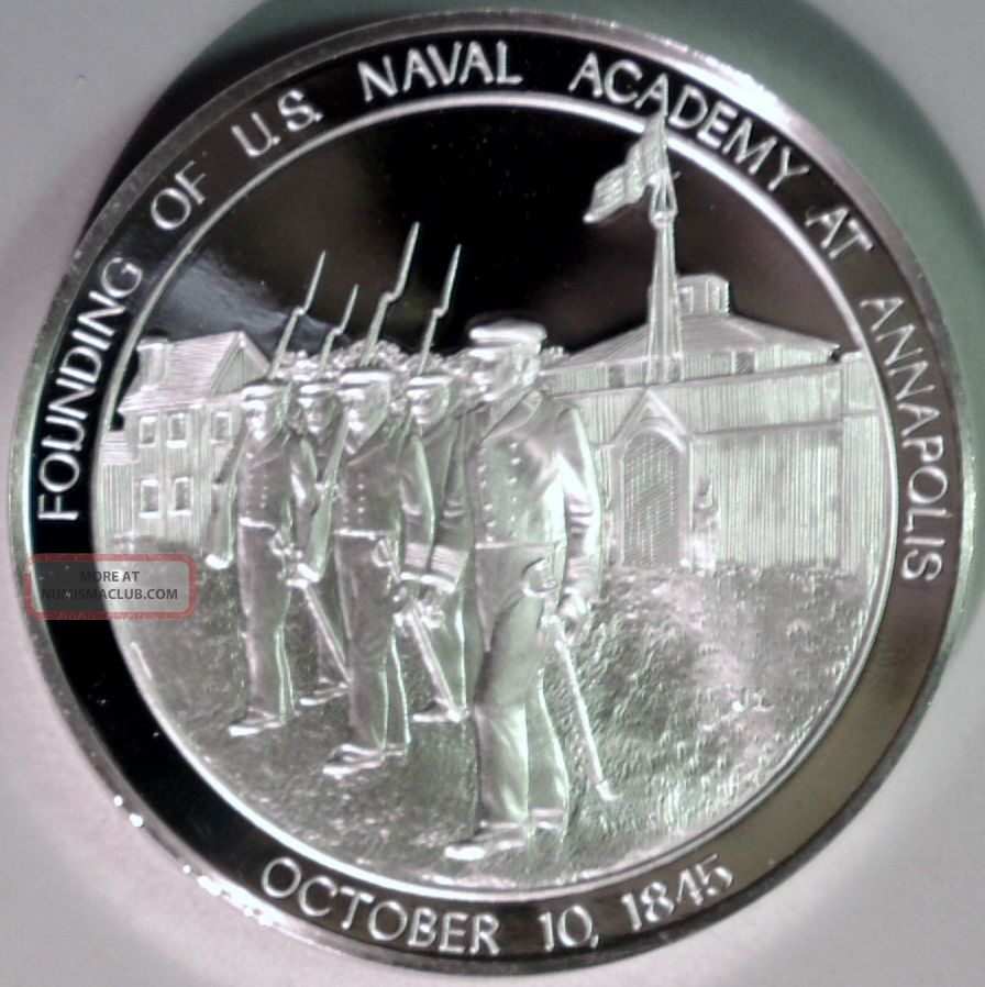Solid Sterling Silver Founding Of Us Naval Academy Proof Coin 24 Grams