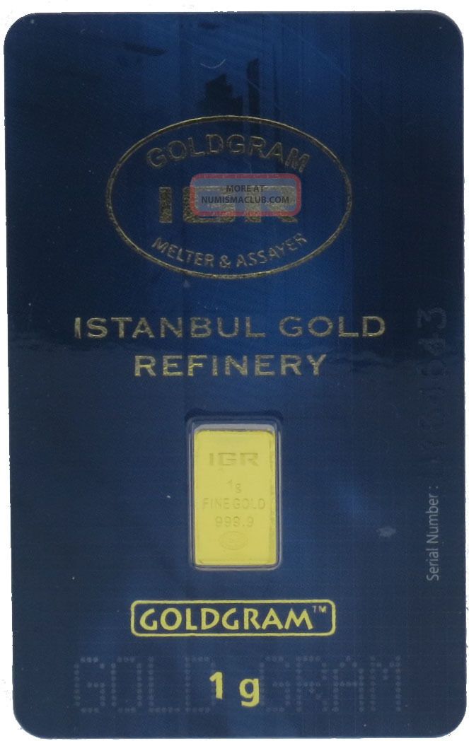 1 Gram Istanbul Gold Refinery Bar. 9999 Fine (in Assay)
