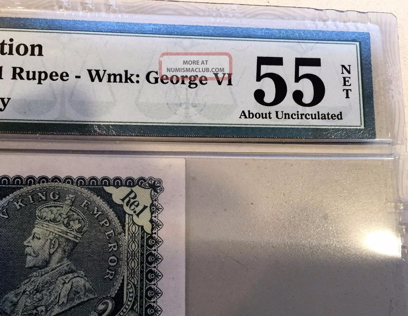 1935 1 Rupee Note - Wmk:george V - Pick 14a - Pmg 55 Net About ...