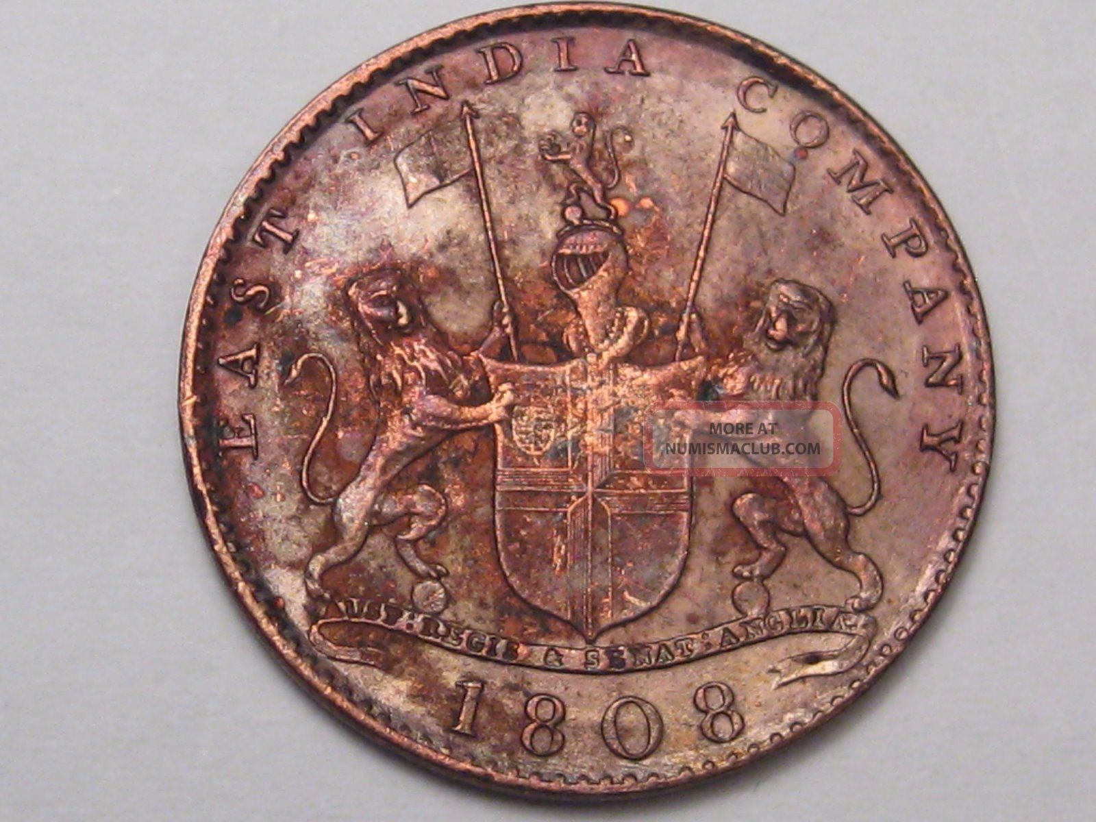 1808 Admiral Gardner Shipwreck East India Co. Ten Cash Coin. 8