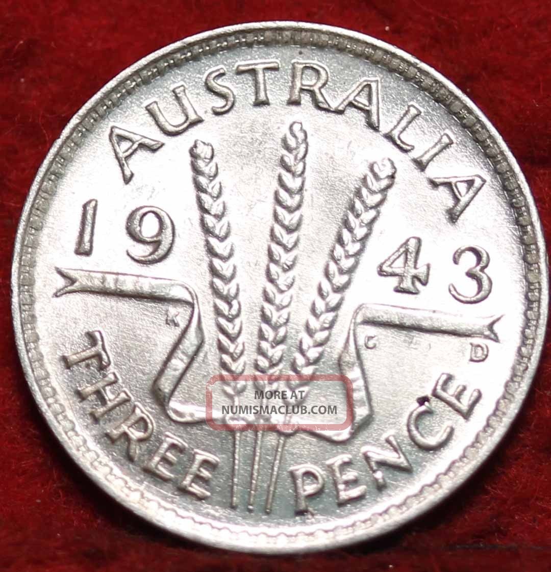 1943d Australia 3 Pence Silver Foreign Coin S/h