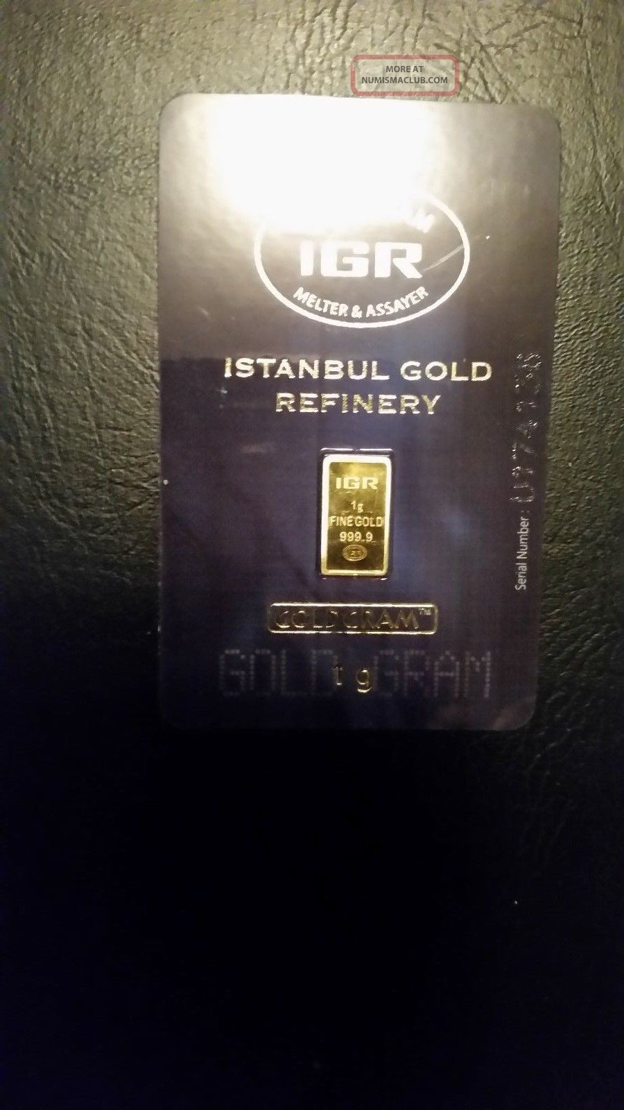1 Gram Istanbul Refinery Gold Bar. 9999 Fine (in Assay)