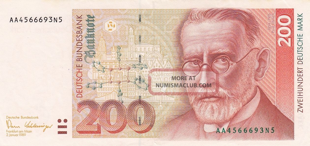 200 Mark Federal Republic Deutsche Bundesbank 2 - 1 - 1989 Unc (p42)