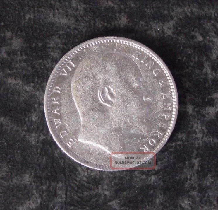 1905 British India Silver Rupee Coin, George V, Choice Au, Km 524