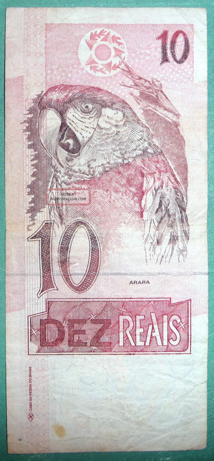 Brazil 10 Reais Note From 1994, P 245 G, Signature 37, Vertical Reverse
