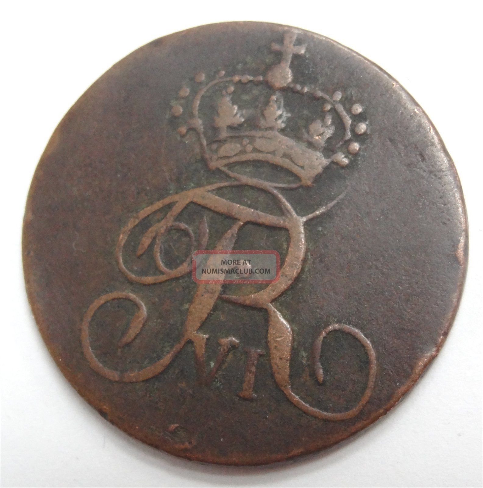 1810 Norway Frederik Vi 2 Skilling Courant Circulated Copper Coin Fine ...