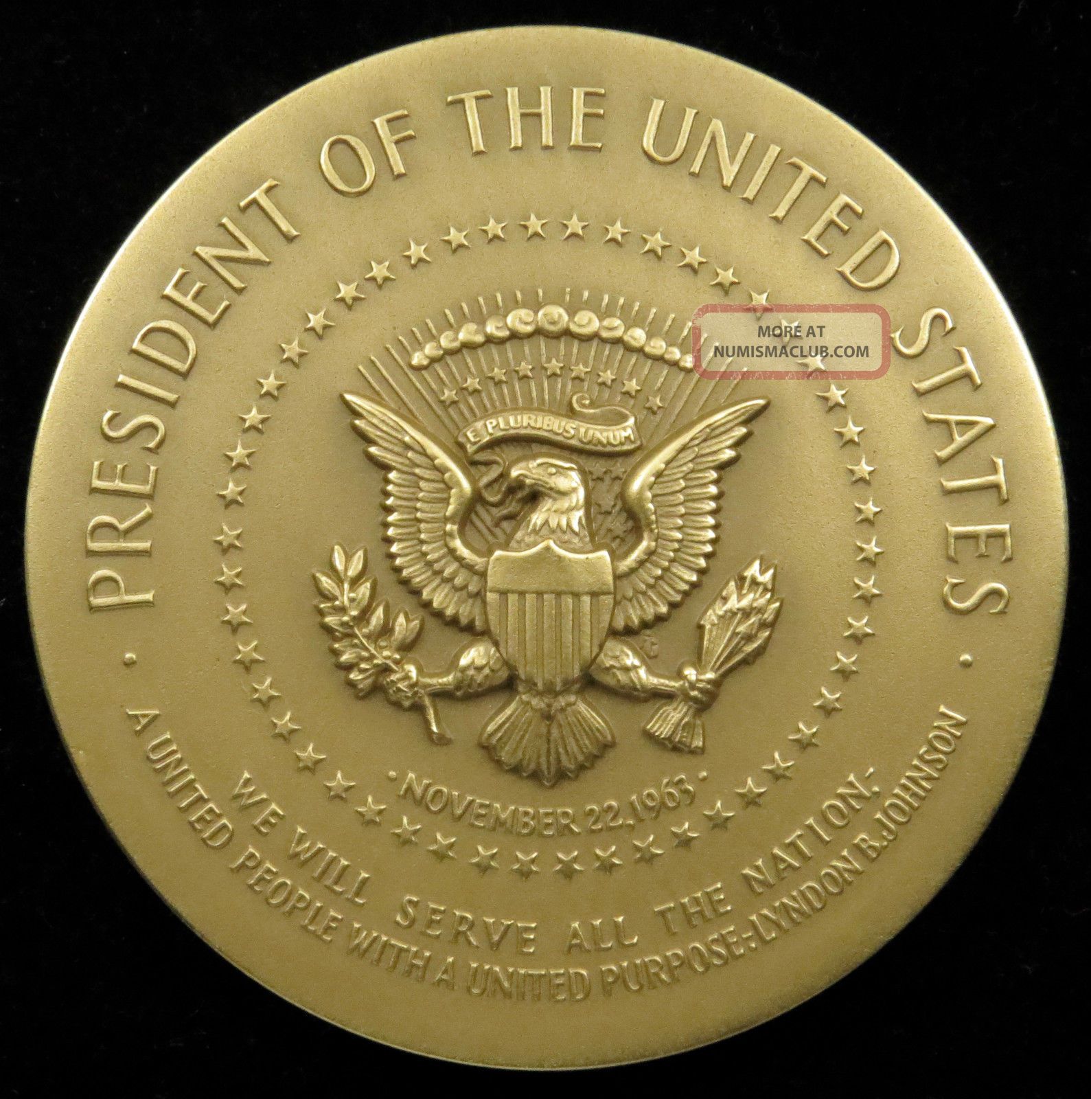 Us Medal No. 136 President Lyndon B. Johnson 1st Term 3 " Bronze