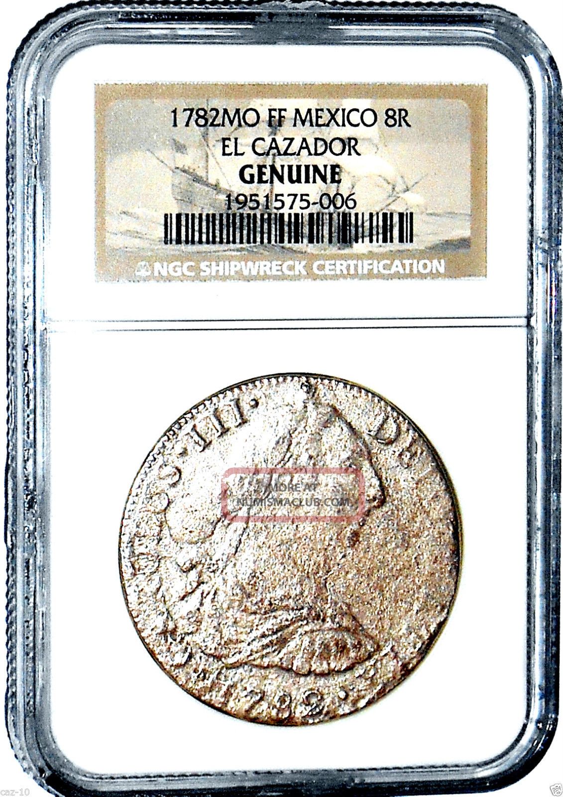 1782 Mo Ff Mexico 8 Reales El Cazador 8r Shipwreck Coin, Ngc Certified ...