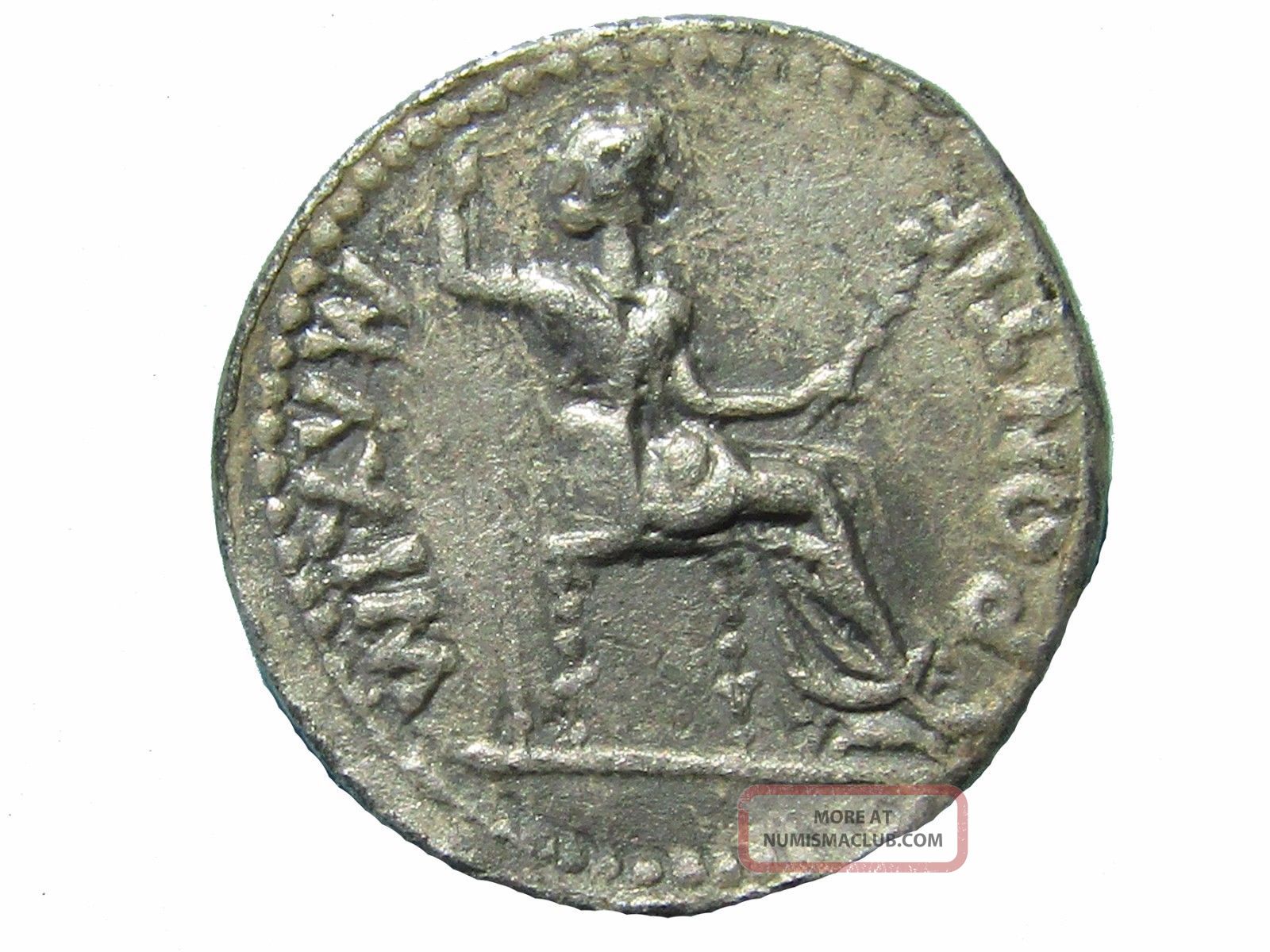Ancient Roman Silver Denarius Of Emperor Tiberius (14 - 37), Rare