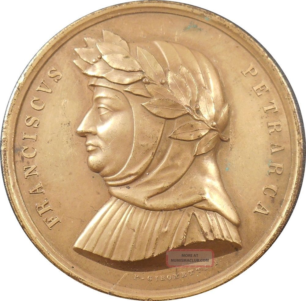 20th Century Italian Francesco Petrarca Bronze Medal By Pietro ...