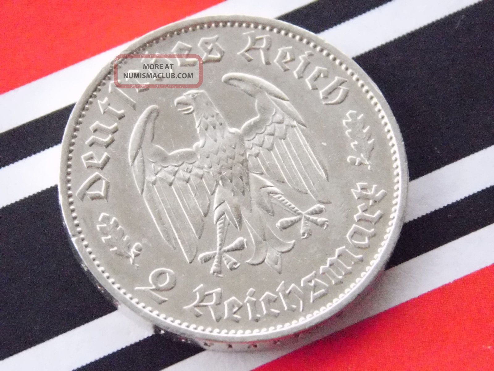 Rare German Coin 2 Mark Friedrich Schiller 1934 F Silver Third Reich ...