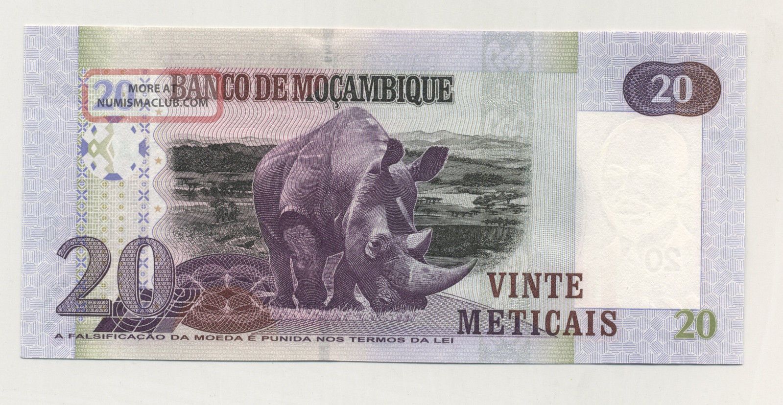 Mozambique 20 Meticais 16 - 4 - 2006 Pick 143 Unc Uncirculated Banknote