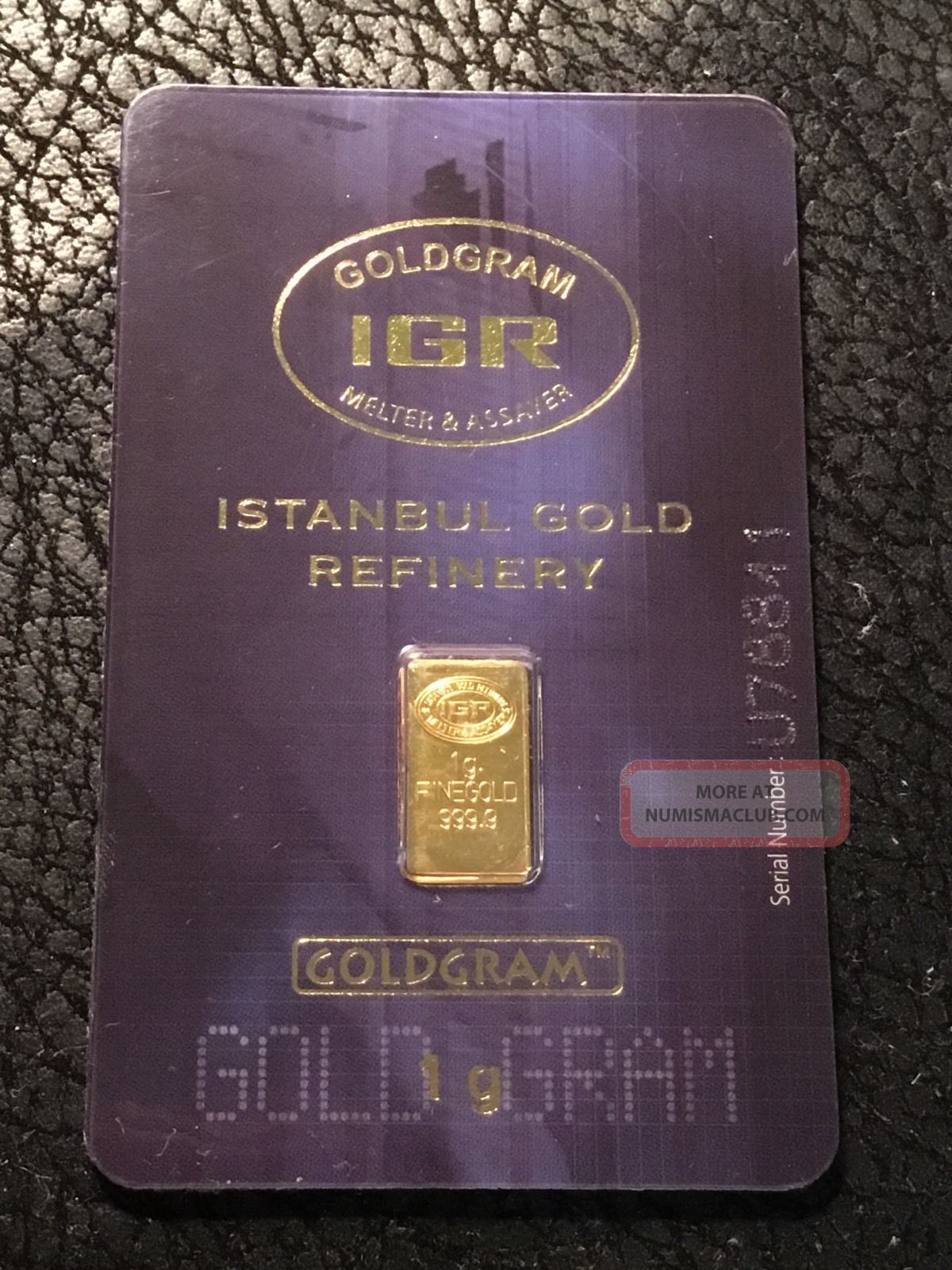 Istanbul Gold Refinery (igr) 1 Gram Gold Bar 999. 9 Fine Gold Inv 3822