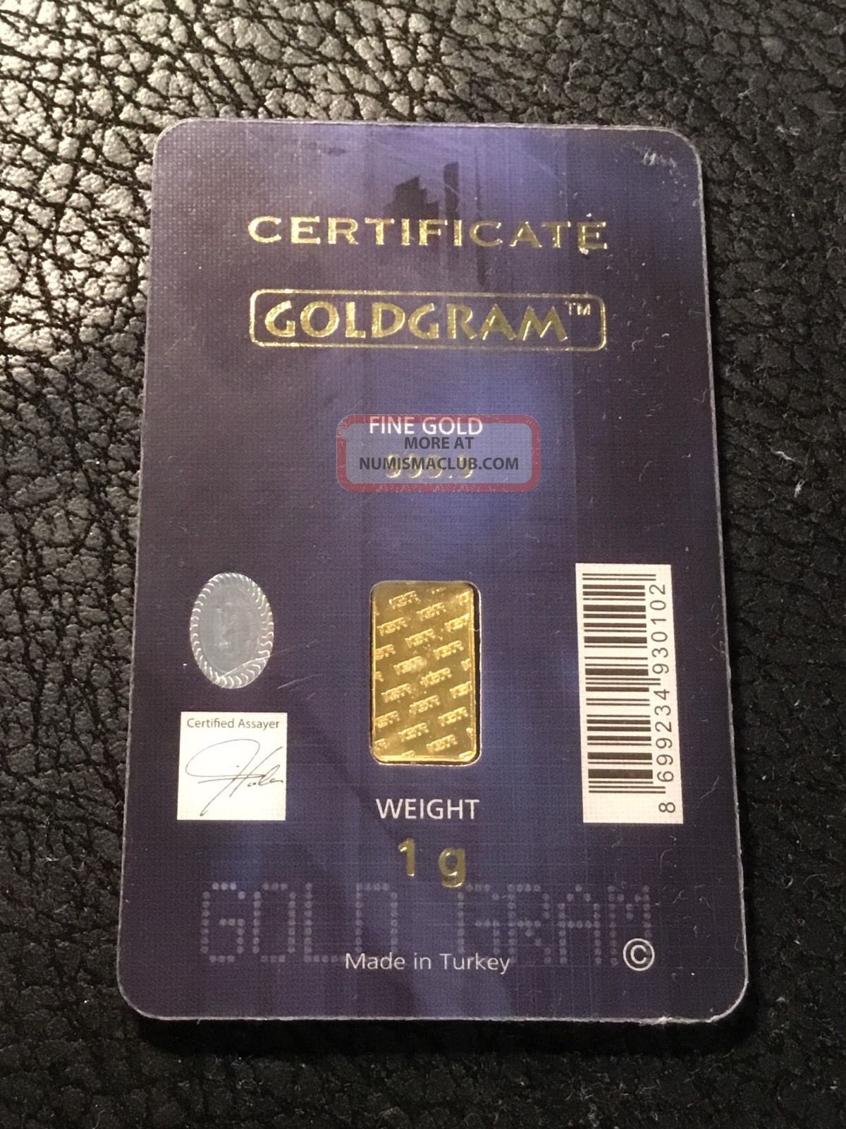 Istanbul Gold Refinery (igr) 1 Gram Gold Bar 999. 9 Fine Gold Inv 3822