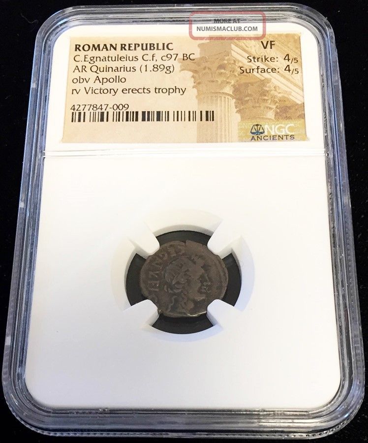 C. 97 Bc Silver Roman Republic Quinarius C. Egnatuleius C. F. Coin Ngc ...