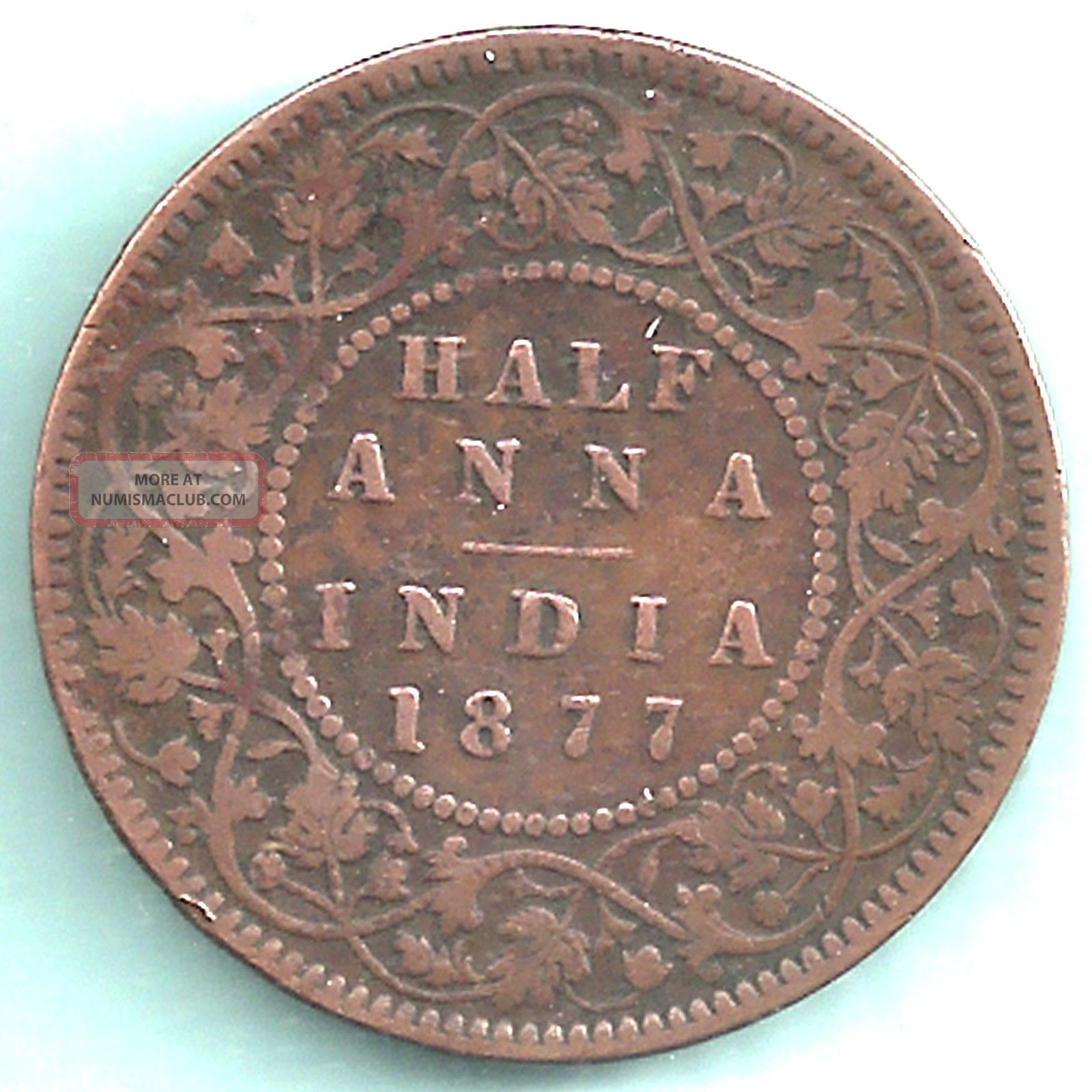 British India - 1877 - Victoria Empress - Half Anna - Rarest Date Coin ...