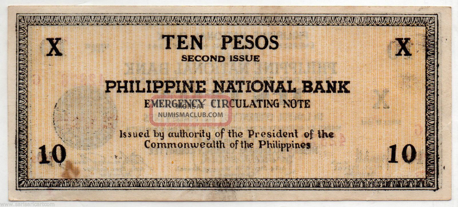 1941 Philippines 10 Pesos Negros Emergency S627a Bond Paper Uncirculated Crisp 1941-philippines-10-pesos-negros-emergency-s627a-bond-paper-uncirculated-crisp
