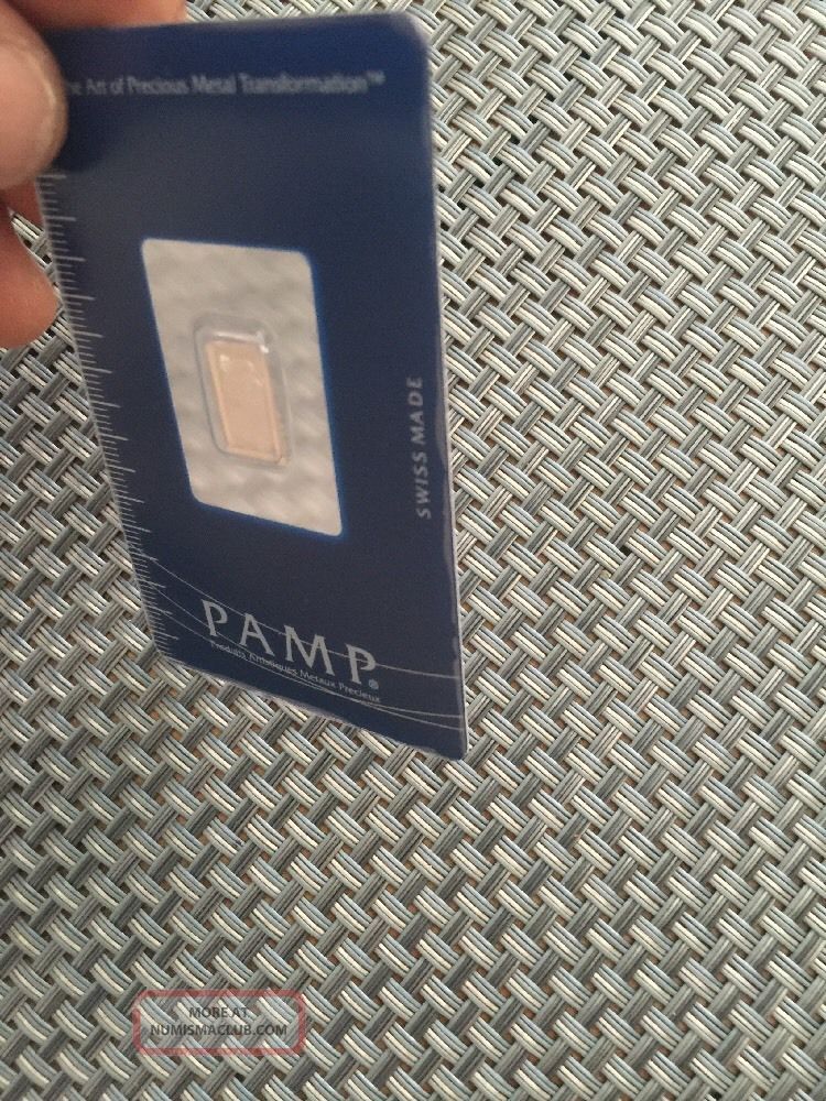 1 Gram Platinum Bar - Pamp Suisse - Fortuna - 999. 5 Fine In Assay