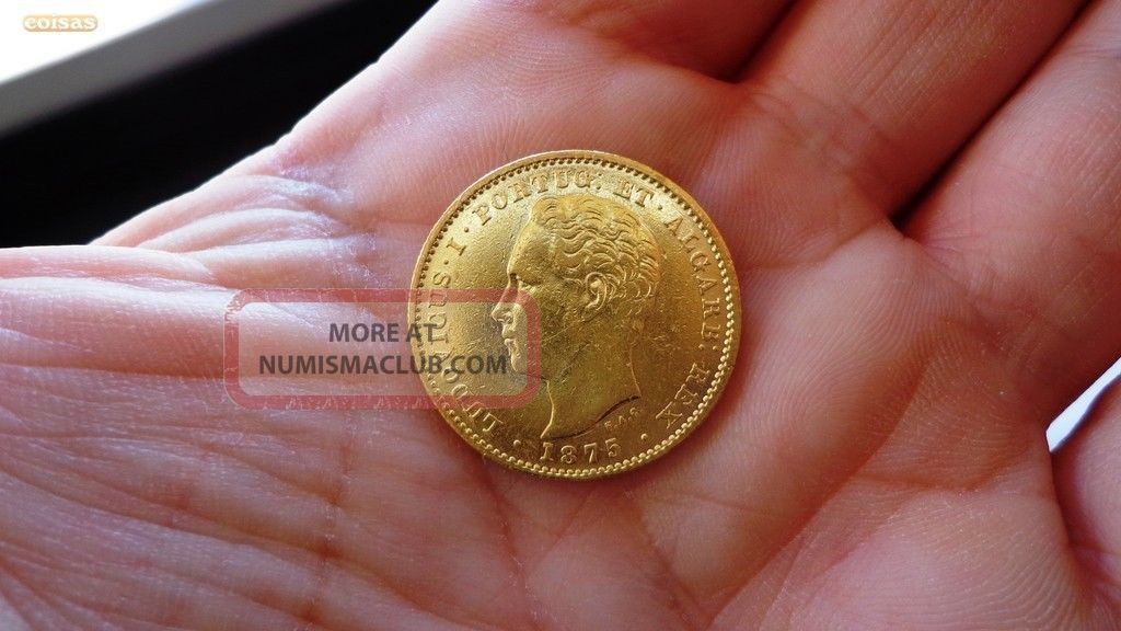 Portugal Gold Coin 5000 Reis 1875 D Ludovicus I (d. Luis I) - Scarce Date