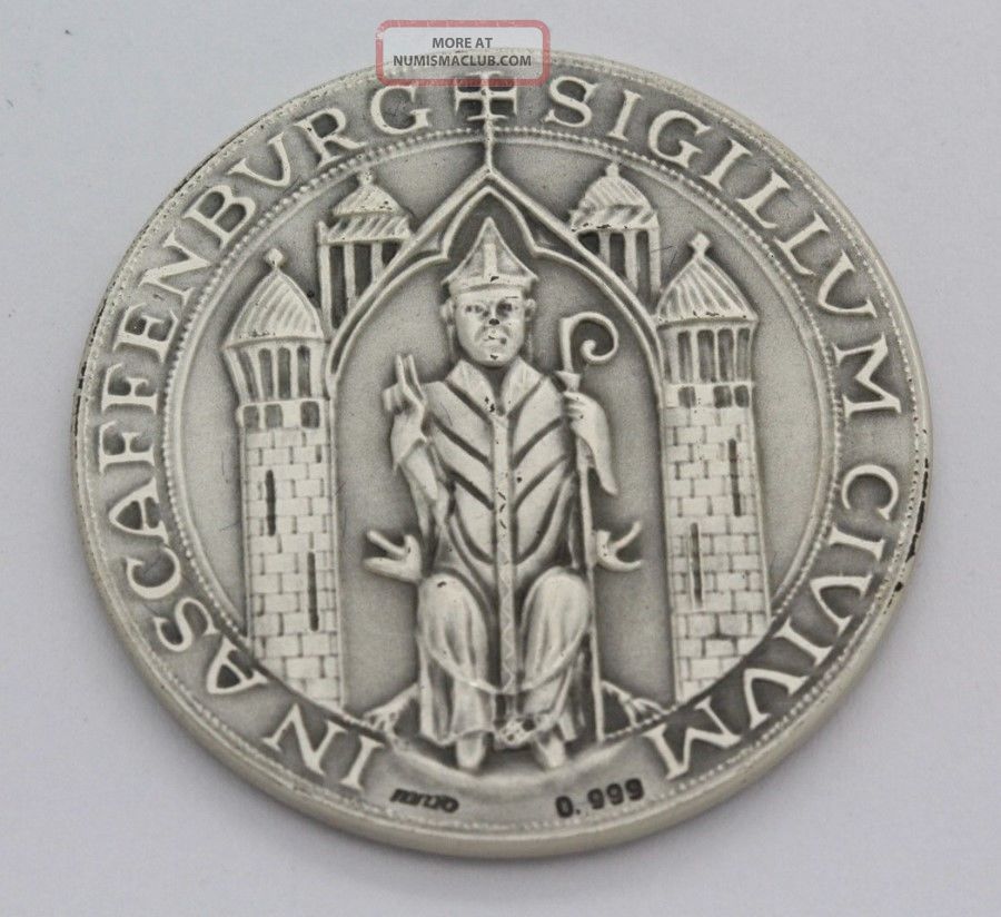 Pure Silver German Bavarian Citizens Seal Aschaffenburg Commemorative ...