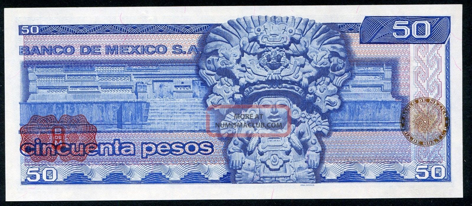 Mexico 50 Pesos 18/7/1973 P - 65a Unc Serie Z Uncirculated Banknote