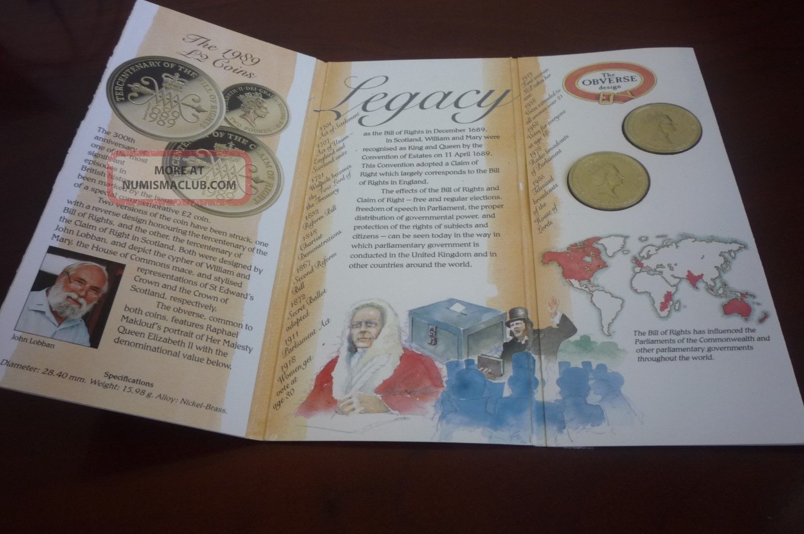 Great Britain 1689 - 1989 2 Pound Coin - Bill Of Rights & The Claim Of ...