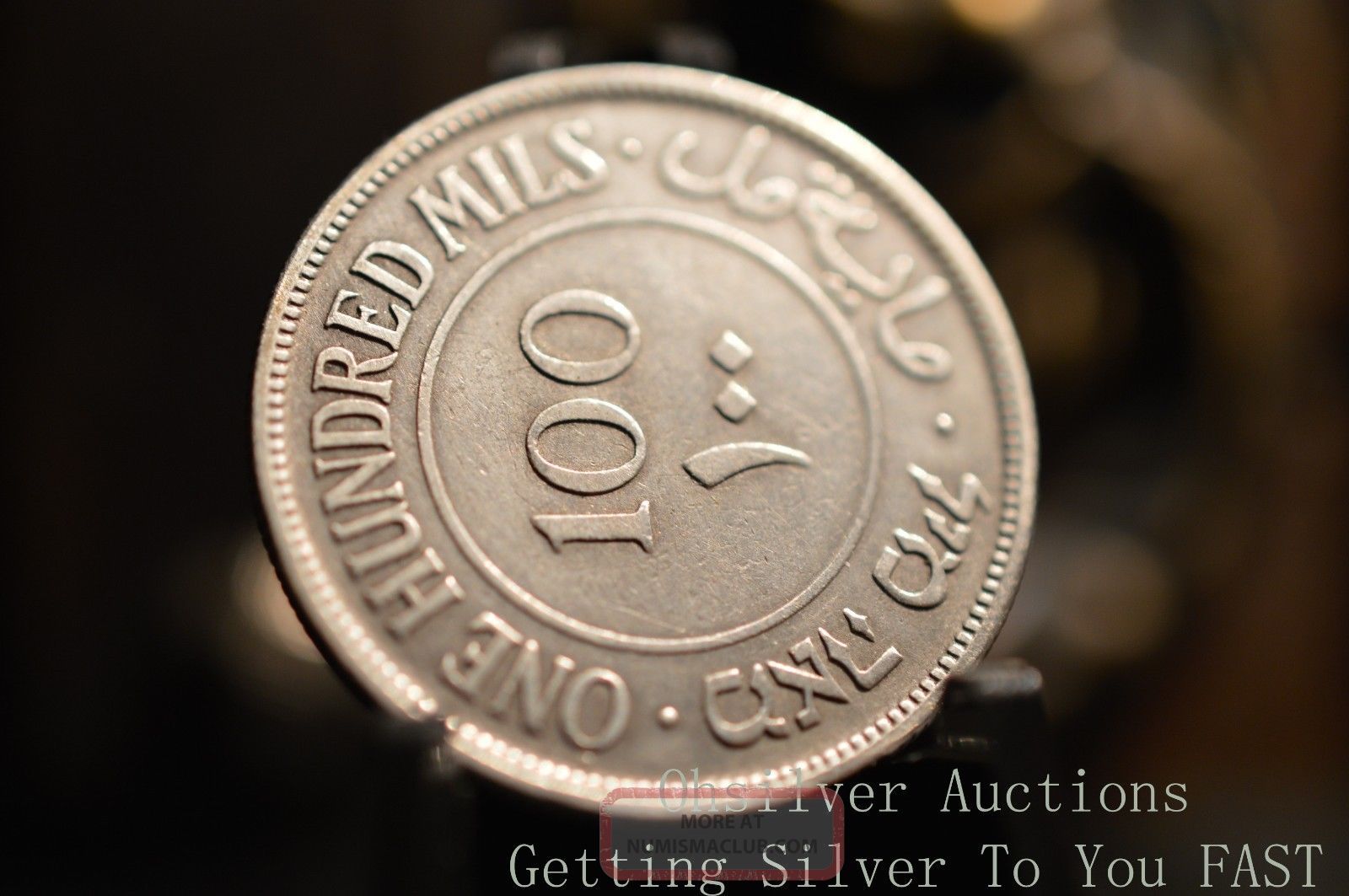 1927 100 Mils Palestinian Coin Circulated 11. 7 Grams. 720 Fine Silver