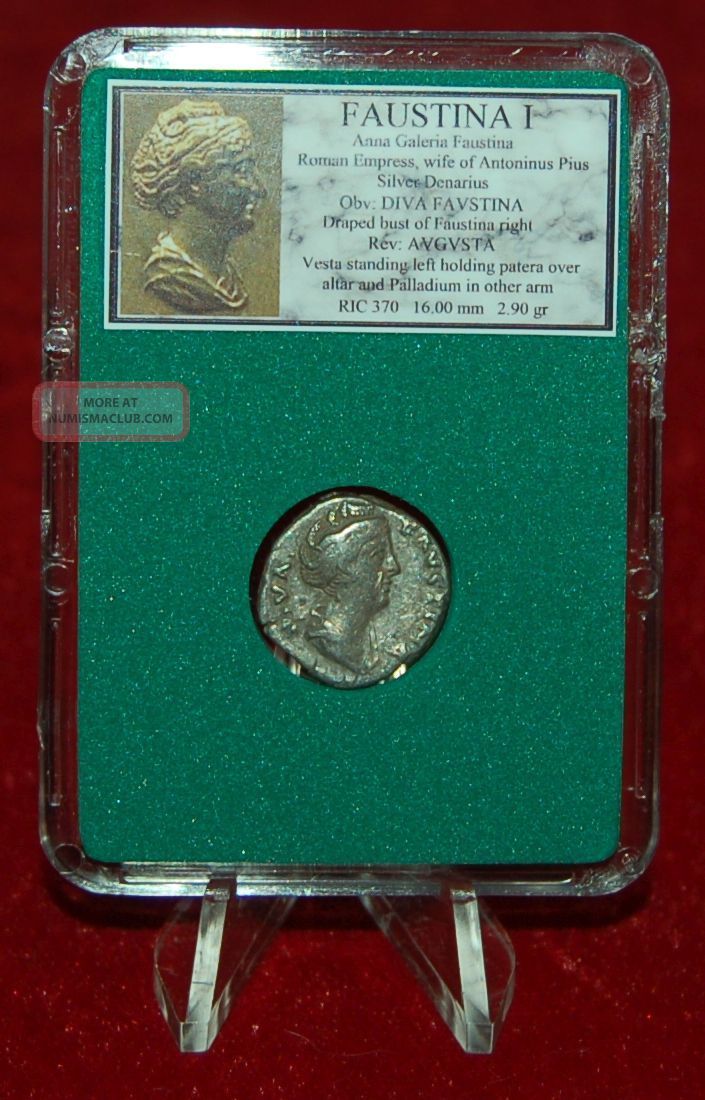 Roman Empire Coin Faustina I Vesta Holding Palladium Silver Denarius