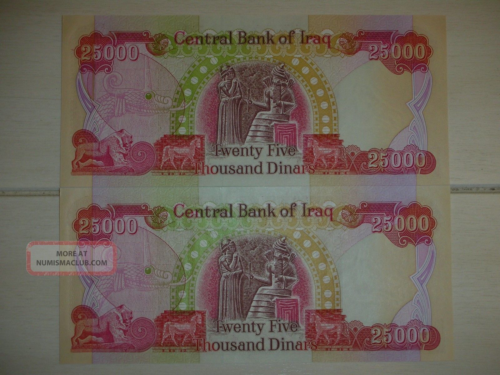 2 Iraqi Dinar 25, 000 X 2 = 50, 000 Uncirculated Iraq Banknote Authentic