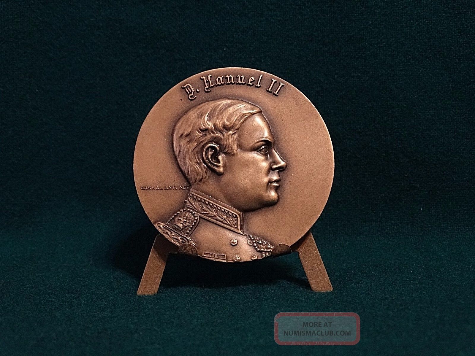 Antique Medal Bronze D. Manuel Ii Xxxv King Of Portugal 1889 - 1932