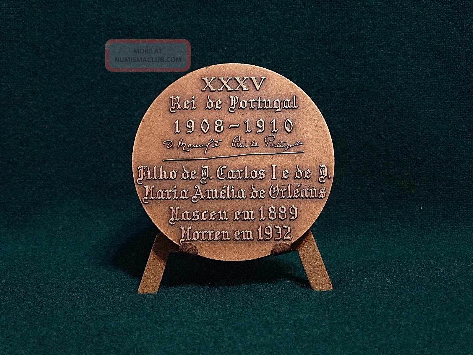 Antique Medal Bronze D. Manuel Ii Xxxv King Of Portugal 1889 - 1932