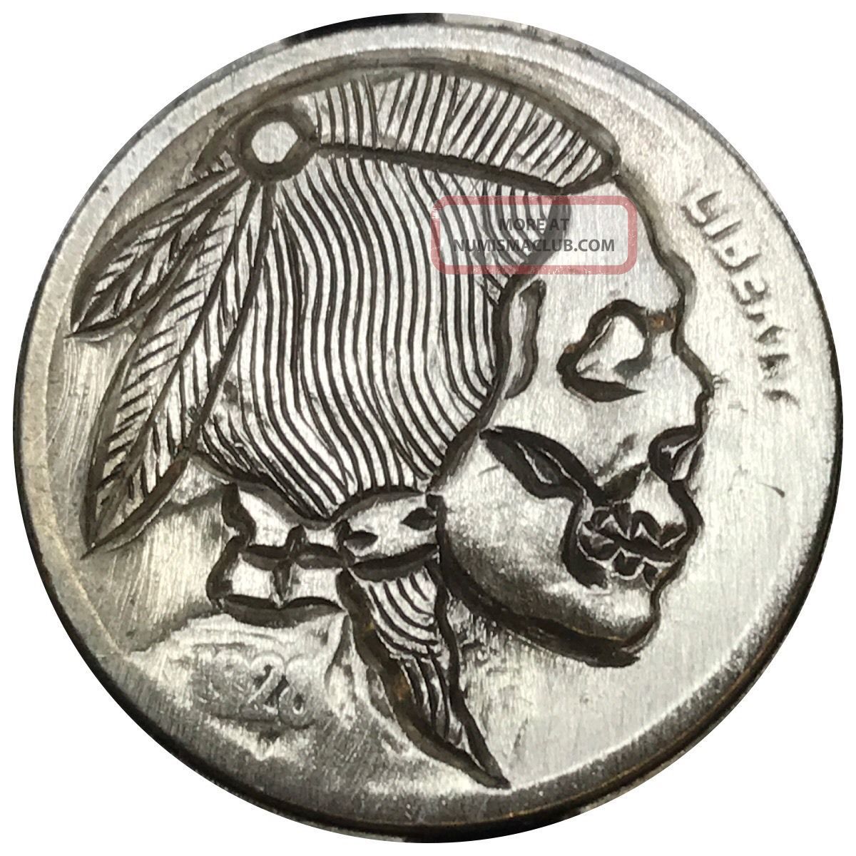 Hobo Nickel Coin Art Detailed Skull 108